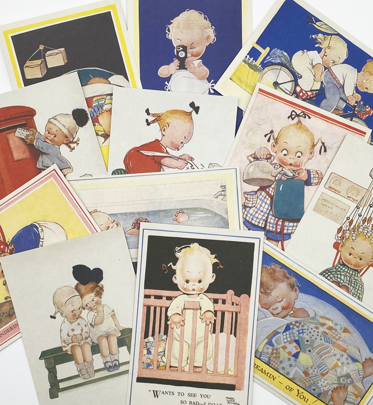 Mabel Lucie Attwell vintage Valentines post cards – Pack of 12